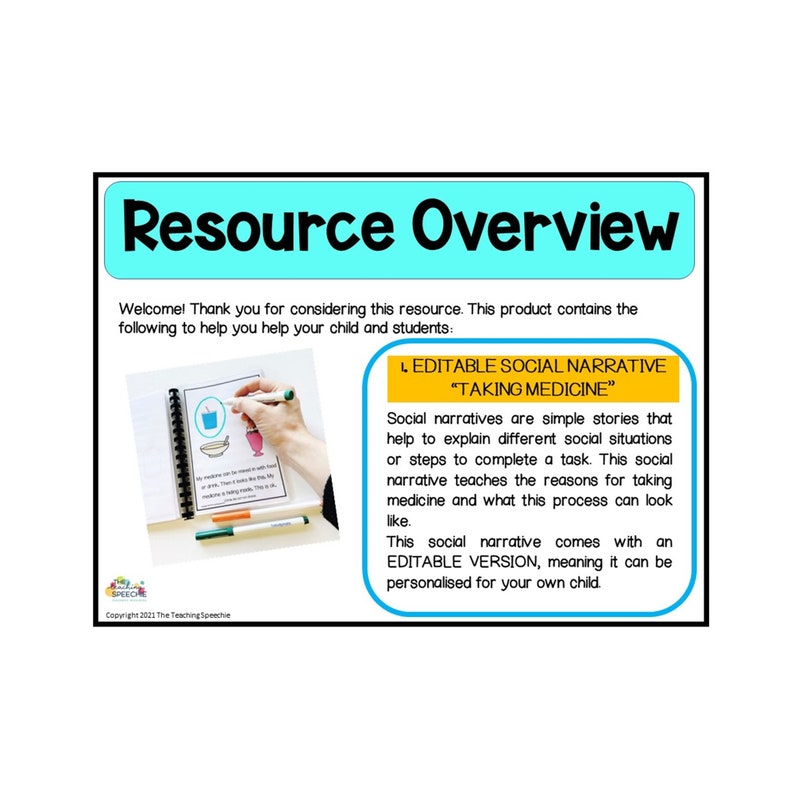 TAKING MEDICINE Printable Social Story, Health Visuals for Children ...