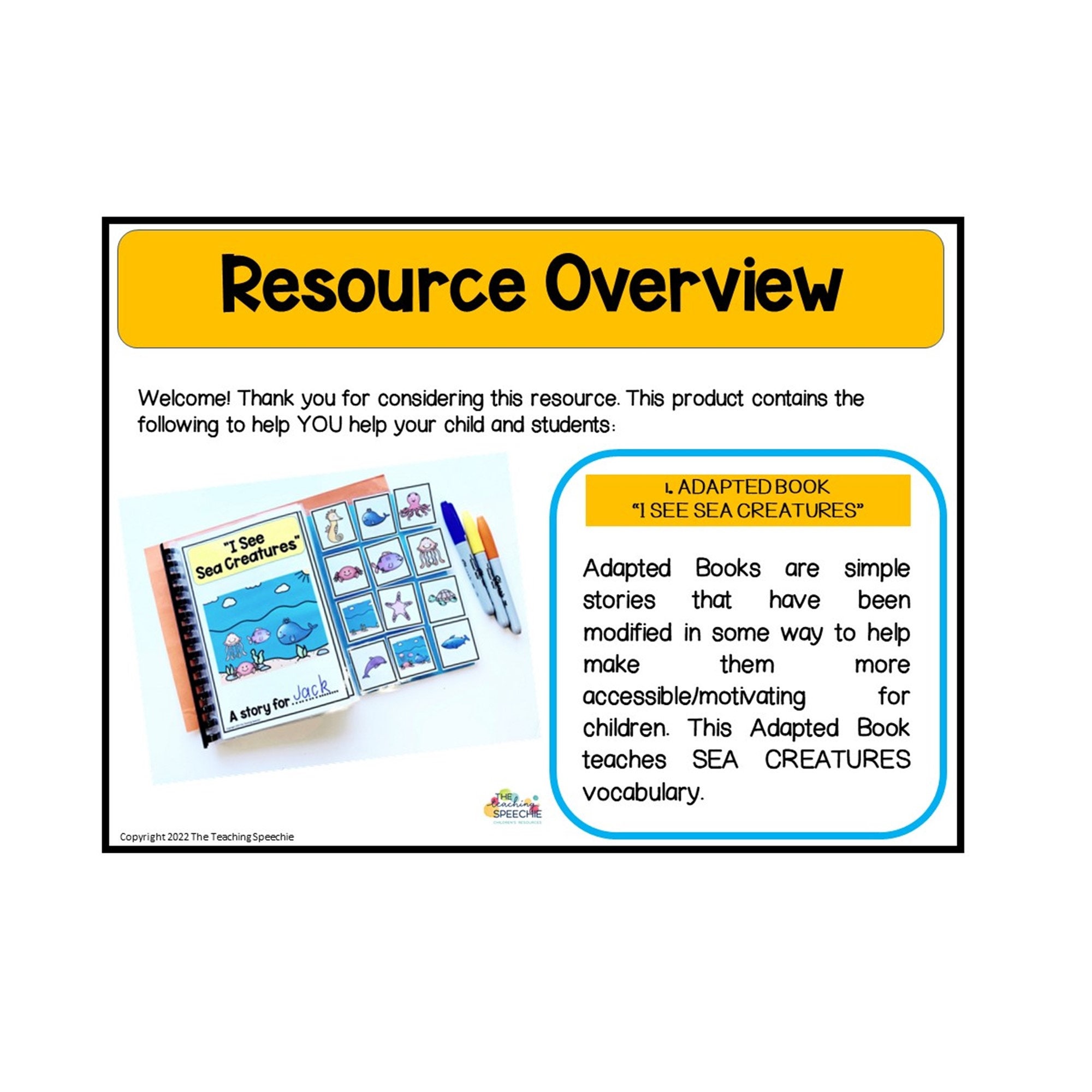 Sea Creatures Interactive Adapted Book, Printable Adapted Book, Ocean ...