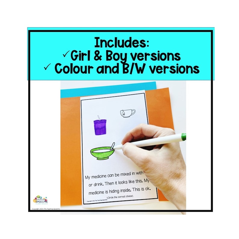 TAKING MEDICINE Printable Social Story, Health Visuals for Children ...