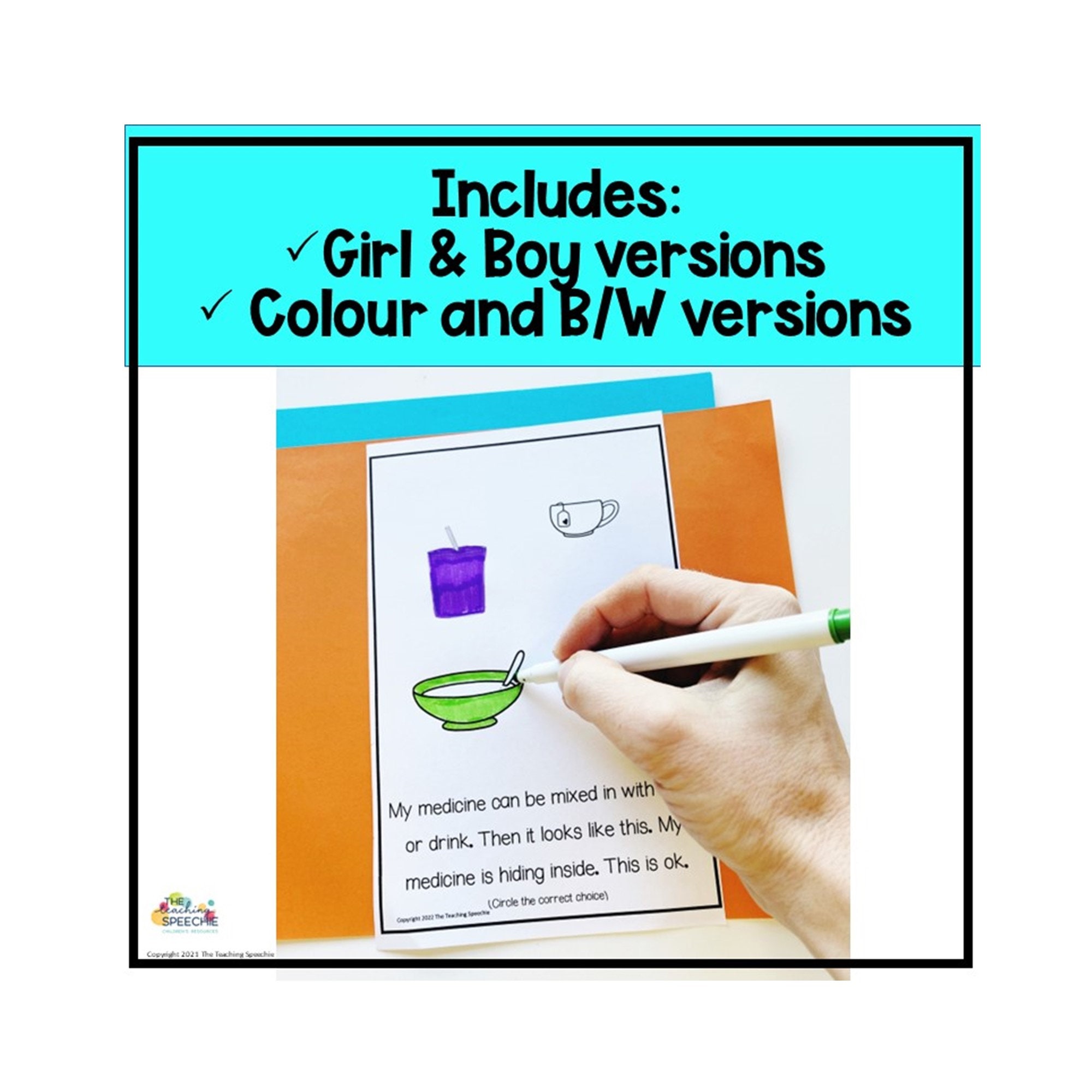 TAKING MEDICINE Printable Social Story, Health Visuals for Children ...