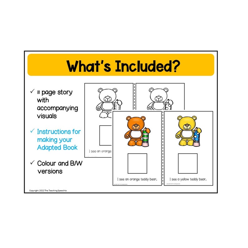 Interactive Adapted Books, Teddy Bear Theme Adapted Book, Autism ...