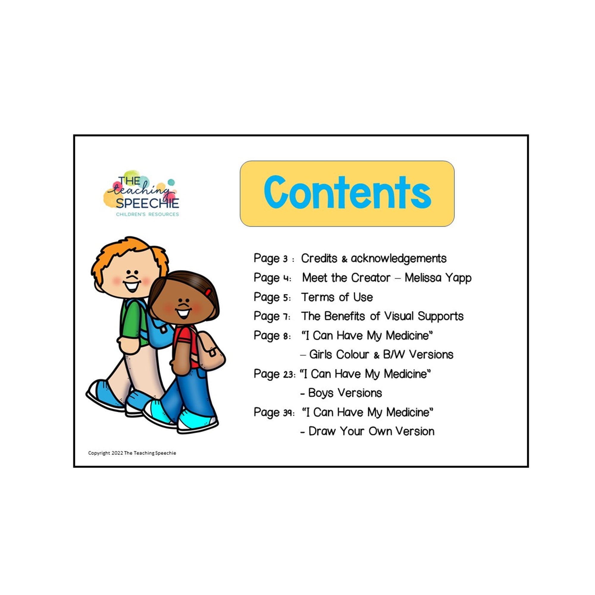 TAKING MEDICINE Printable Social Story, Health Visuals for Children ...