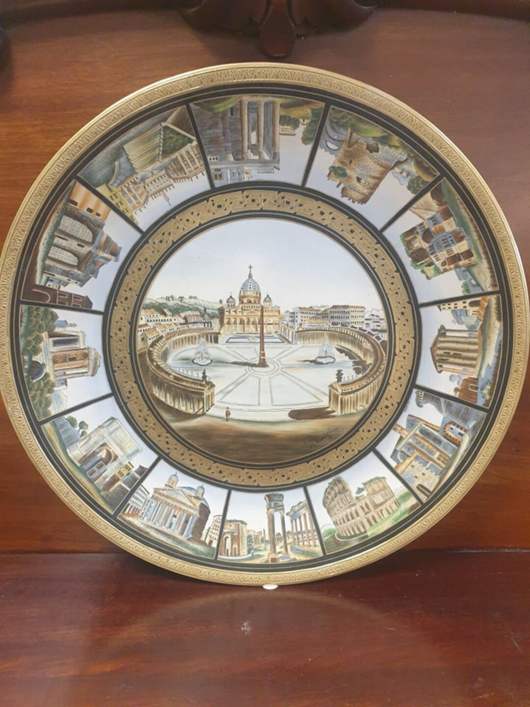 St Peter's Square Rome Plate Vatican Large, Hand Ornamental Porcelain ...