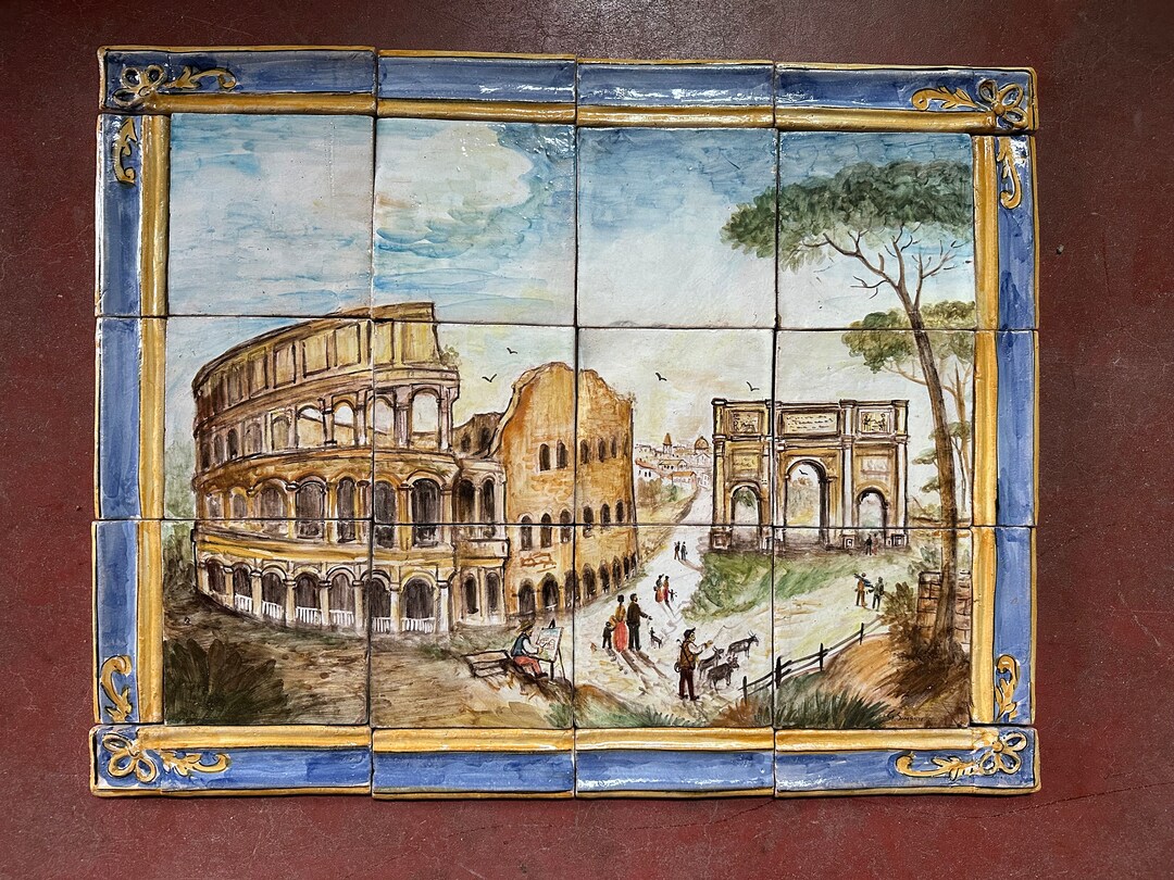 Painting of the Colosseum Rome tiles Painting Home Decor Garden Trend ...