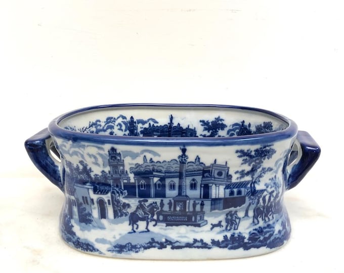Victoria Ware Blue and White Chinoiserie Foot Bath Porcelain Cachepot ...