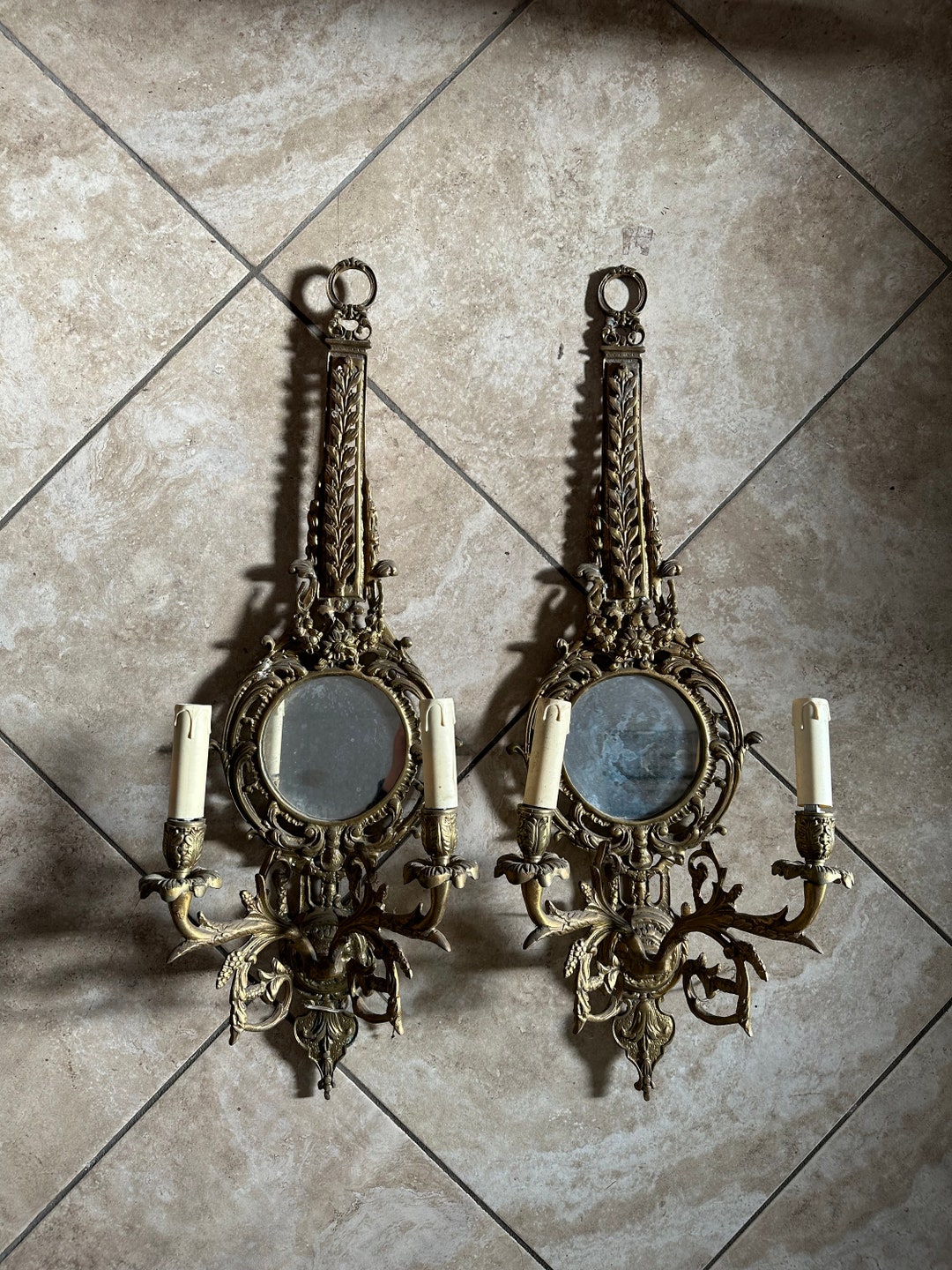 Vintage French Brass Wall Brackets - Etsy