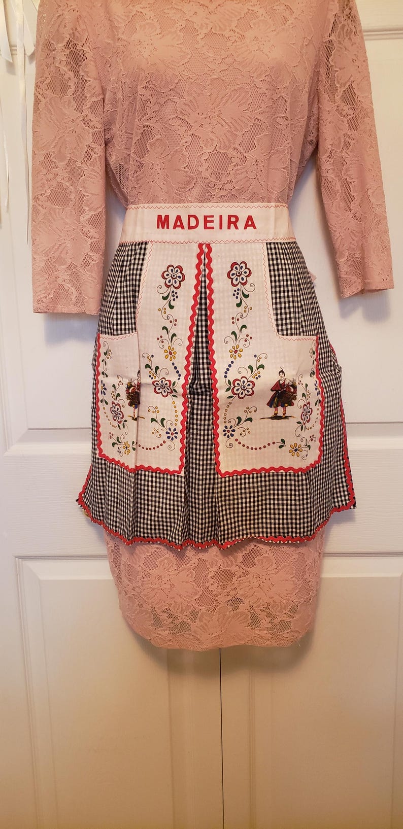 Vintage Madeira Apron, Embroidered Hostess Apron, Ruffled Hem - Etsy