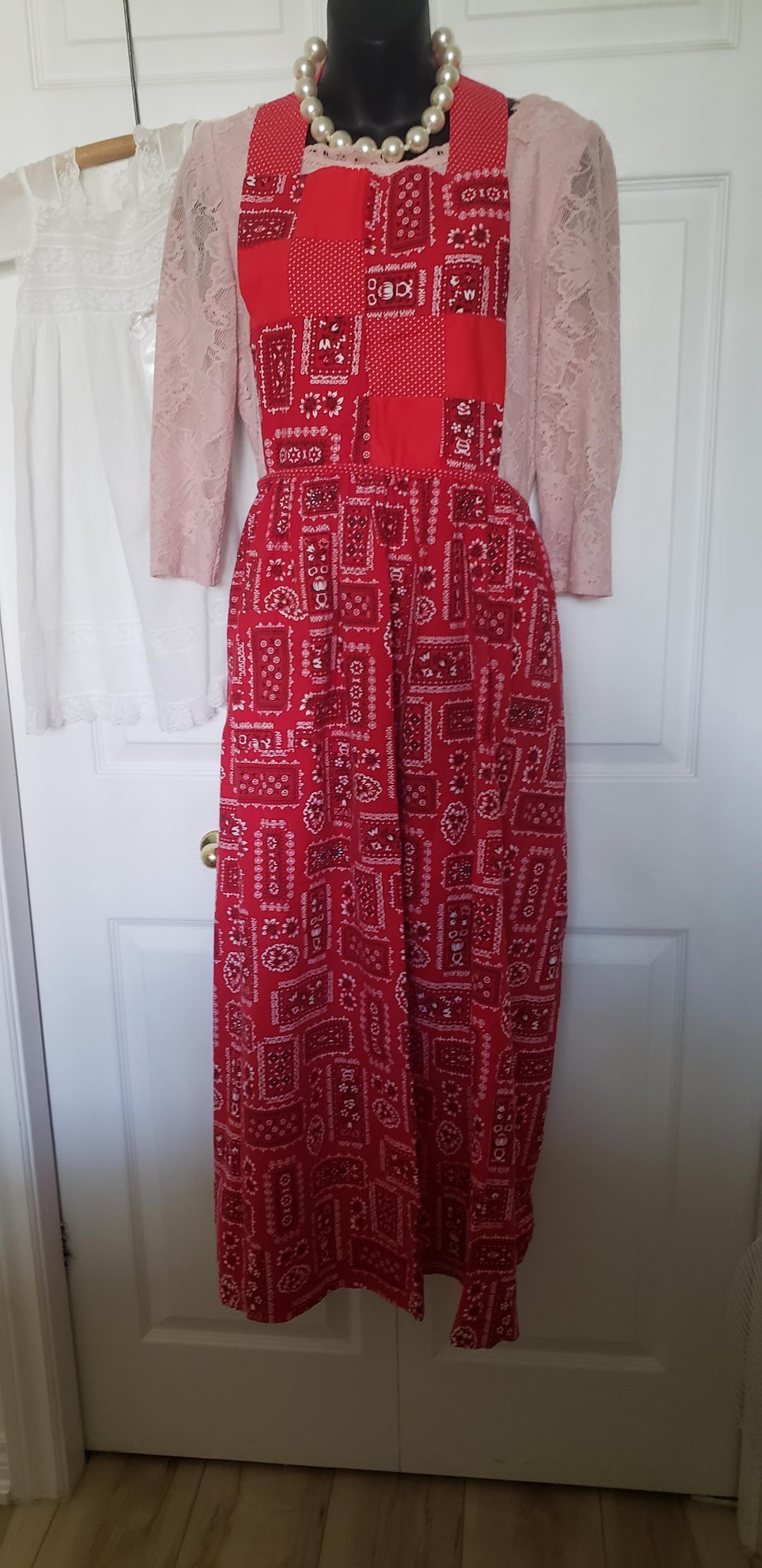 Red Hanky Apron - Etsy