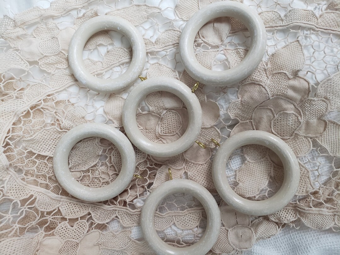 Wood Curtain Rings Whitewashed..count 6 - Etsy