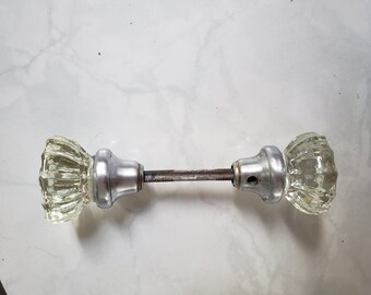 Antique Glass Door Knobs With Lock Box/ Art Deco Door Door Knobs/ Glass Knobs/ Crystal Knobs/ 12 ...