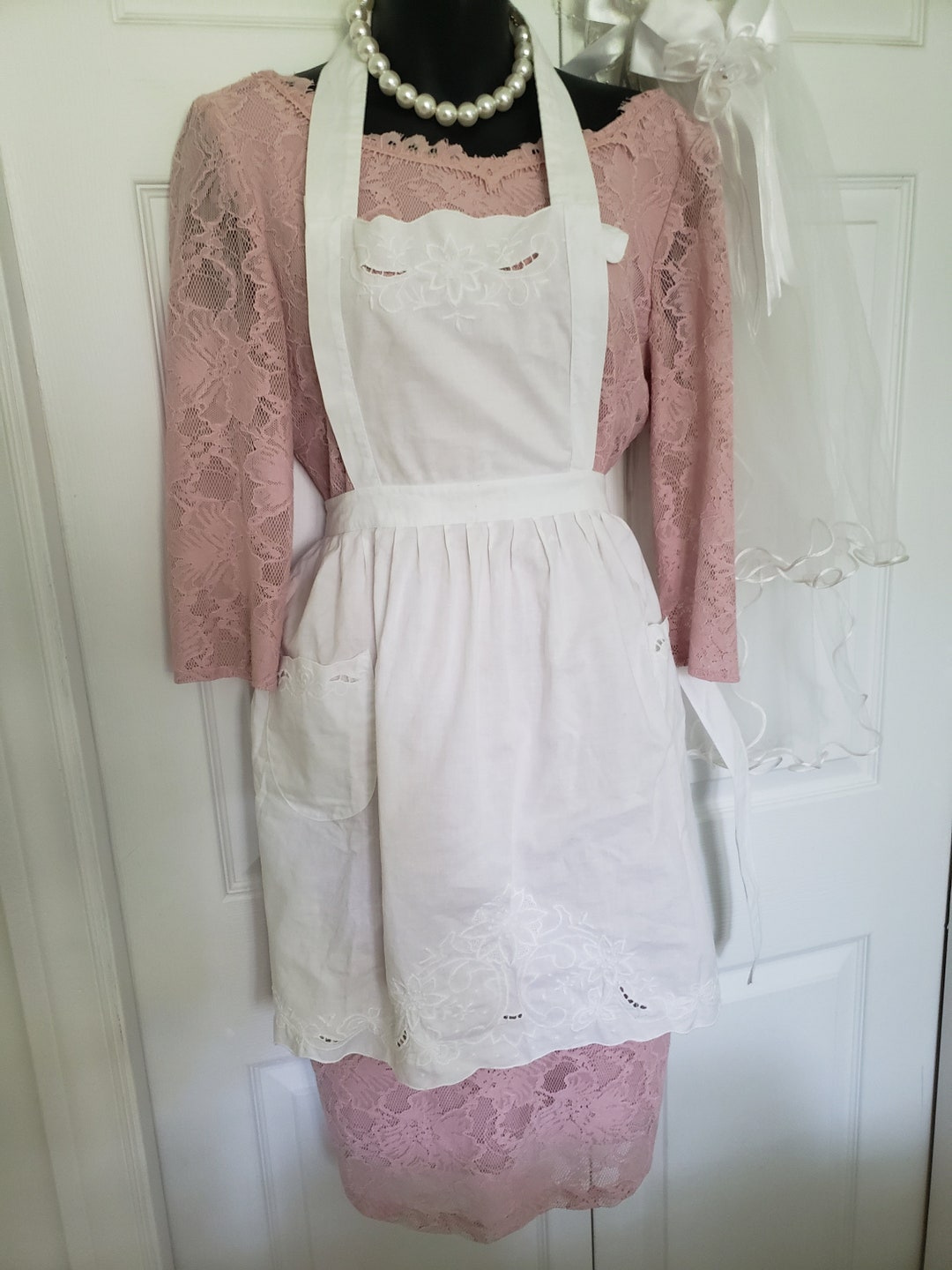 White on White Full APRON - Etsy