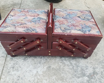 Vintage Wooden Accordion-style Sewing or Craft Box, Made in Holland ...