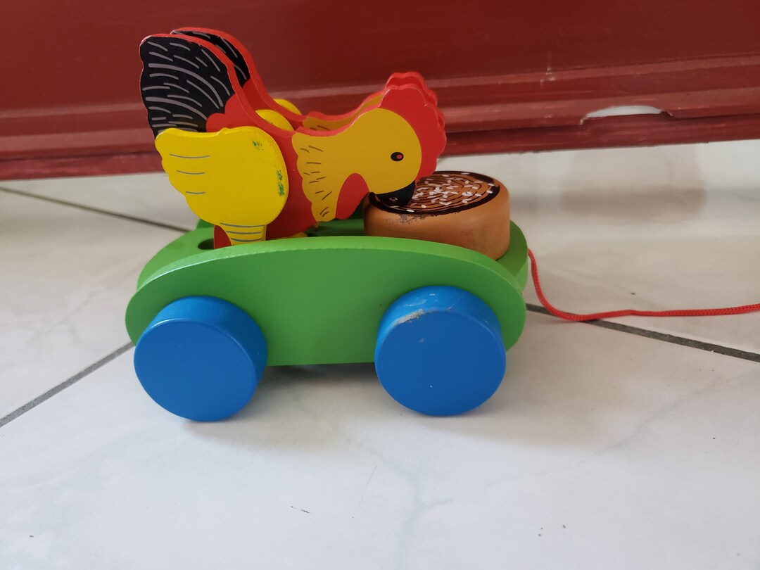 CHICKENS Pull Toy ... - Etsy