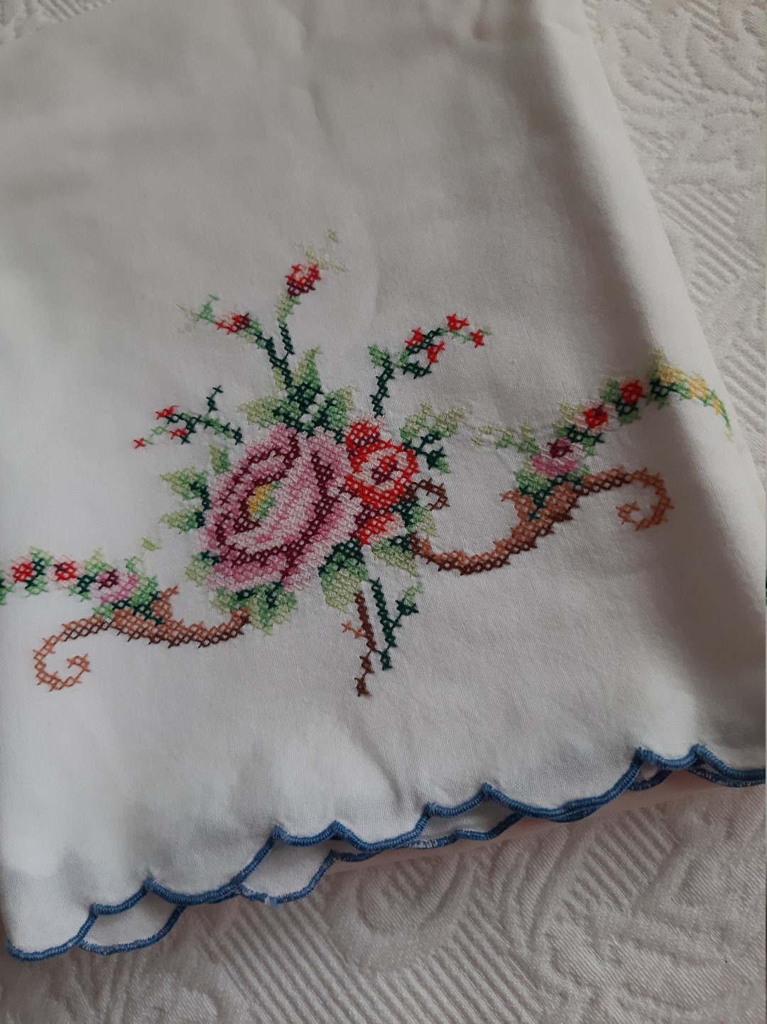 Pillow Case CROSS STITCH Embroidered - Etsy