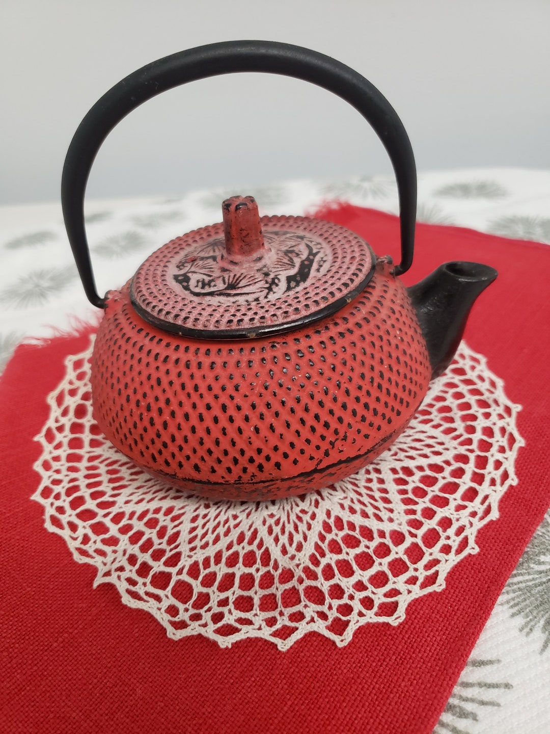 Cast Iron RED TEAPOT - Etsy