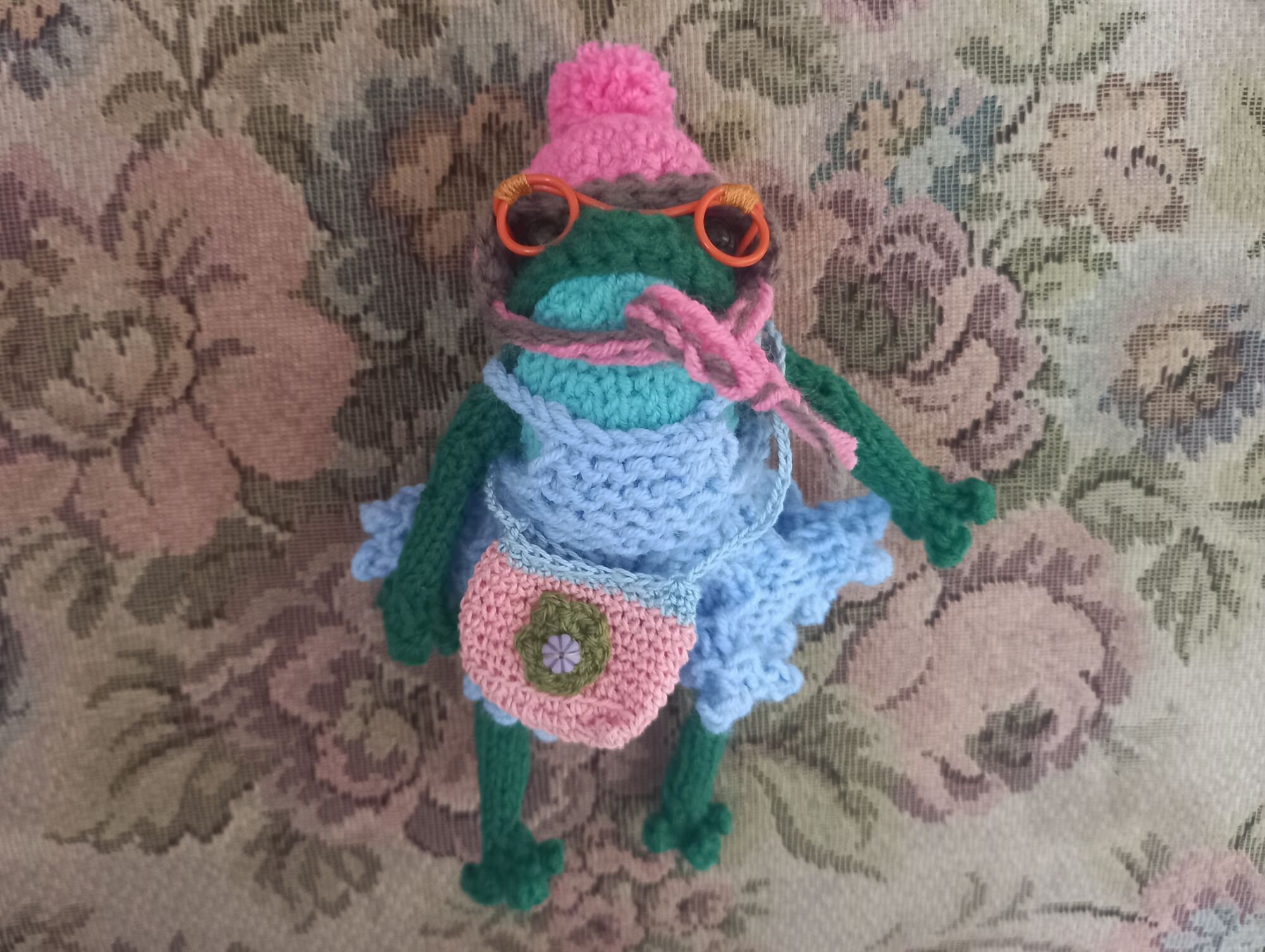 Poseable Knitted Frog Doll With Accessories Unique Art - Etsy