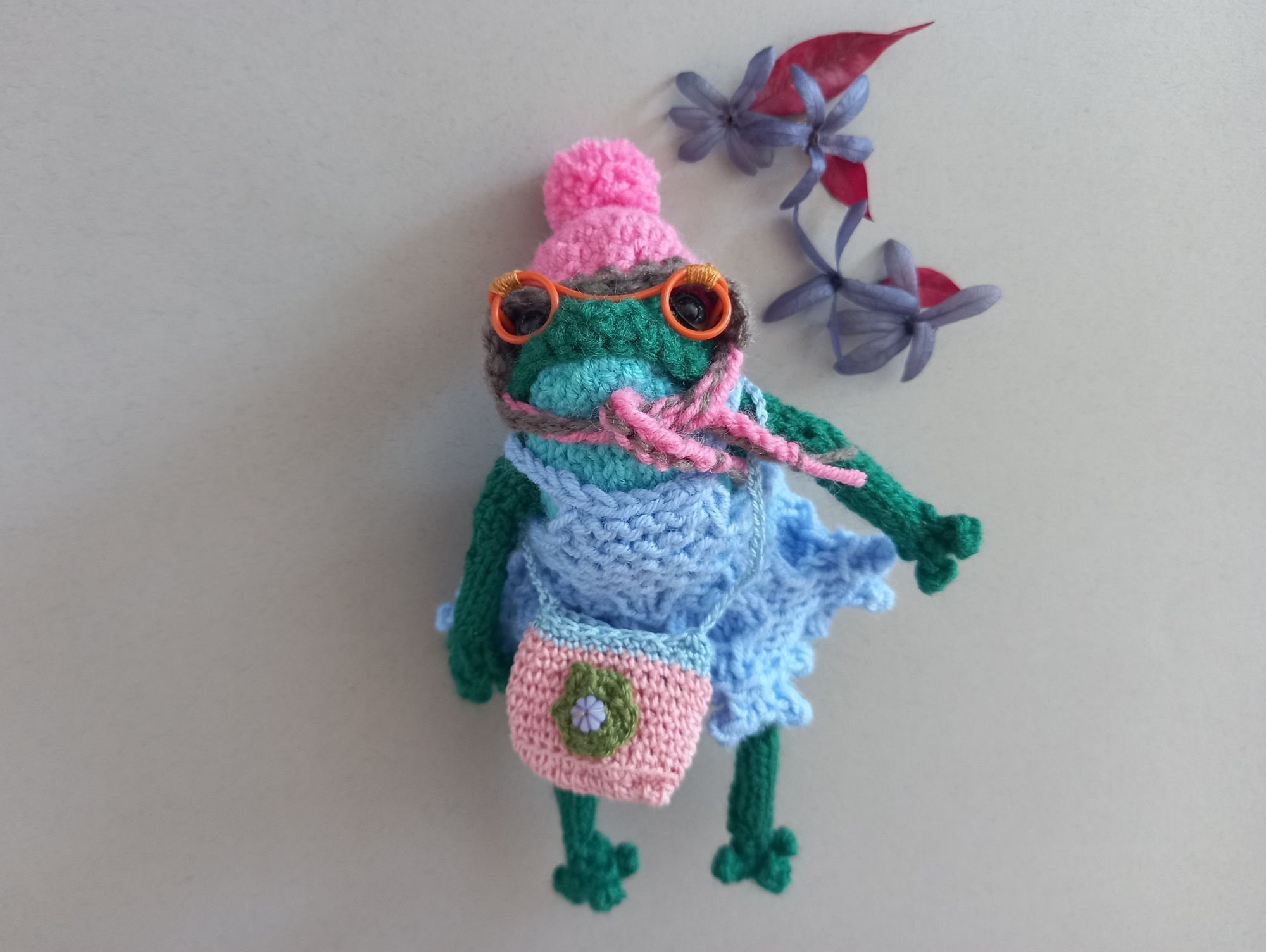 Poseable Knitted Frog Doll With Accessories Unique Art - Etsy
