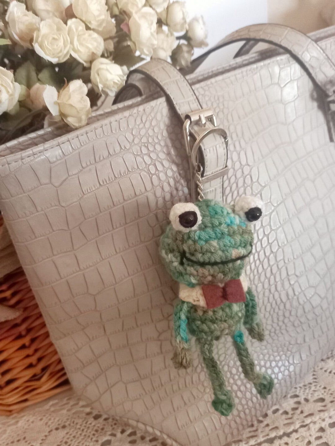 Crochet Frog Handbag Charm, Mini Frog Bag Friend, Toad, Handmade Frog ...