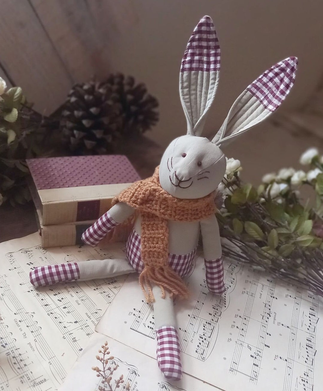 Handmade Cloth Bunny Doll Heirloom Rabbit Plush Easter Decoration Doll ...