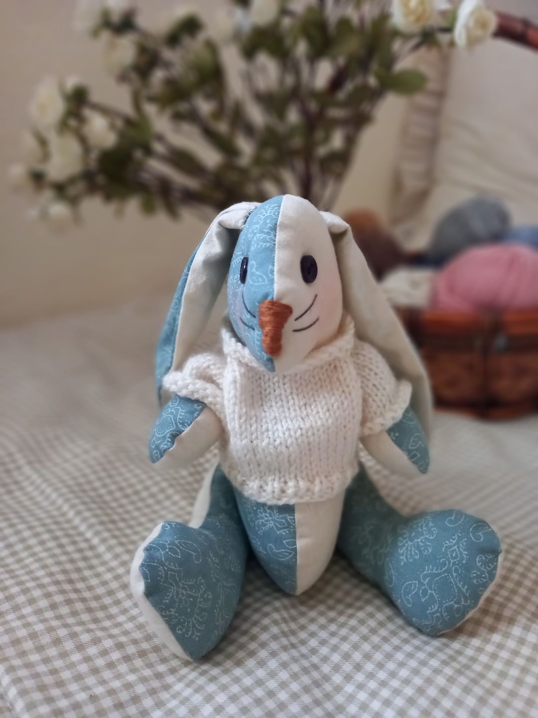 Handmade Cloth Bunny Doll Wearing Sweater - Etsy