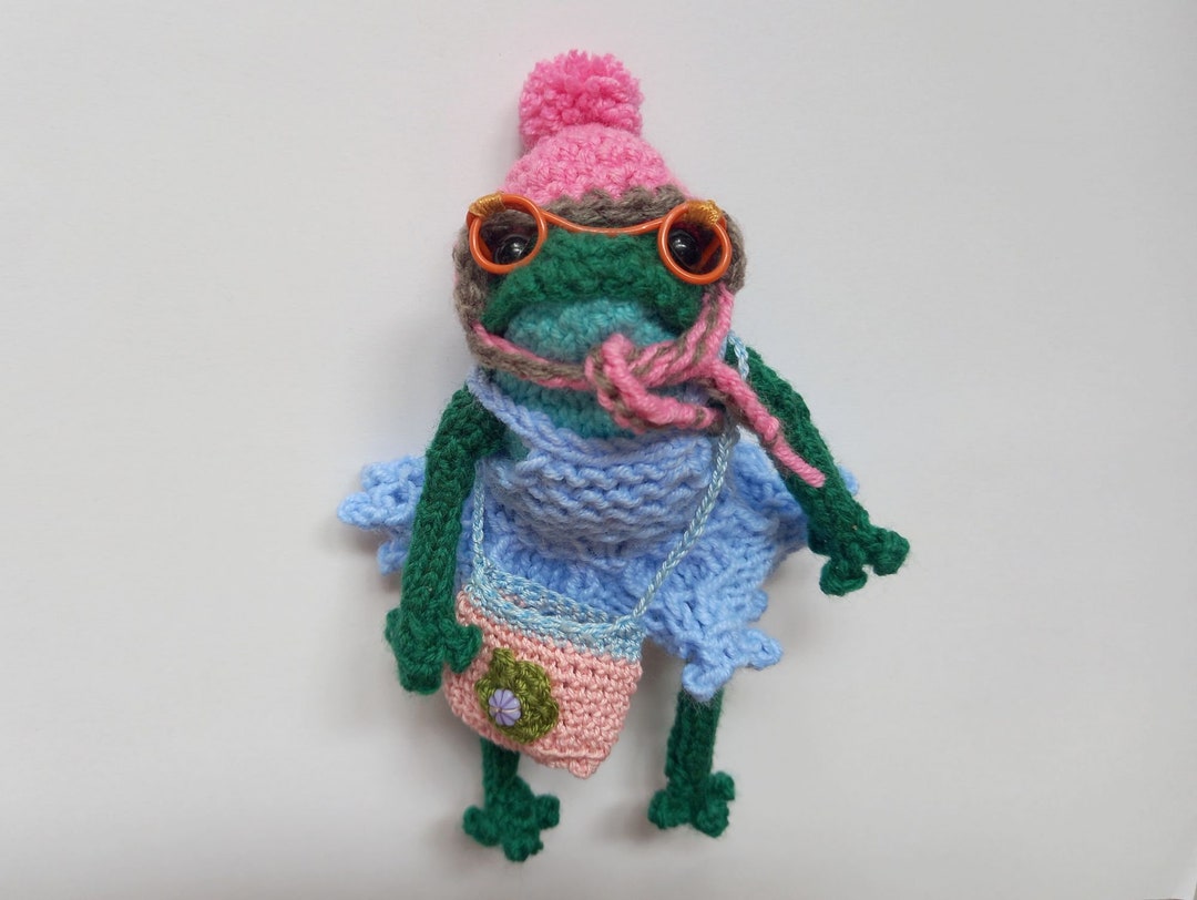Poseable Knitted Frog Doll With Accessories Unique Art - Etsy