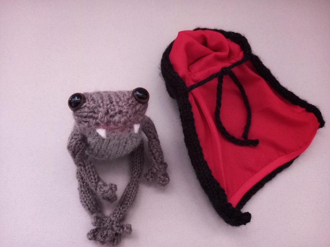 Handknit Frog Vampire Doll and Beaded Spider Friend, Halloween ...