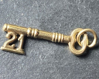 21st Gold Key Charm - Etsy