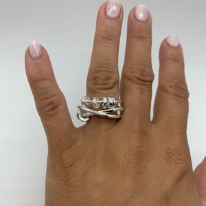 Silver Thumb Fidget Ring, Adjustable Anti Anxiety Bead Ring, Fidget ...