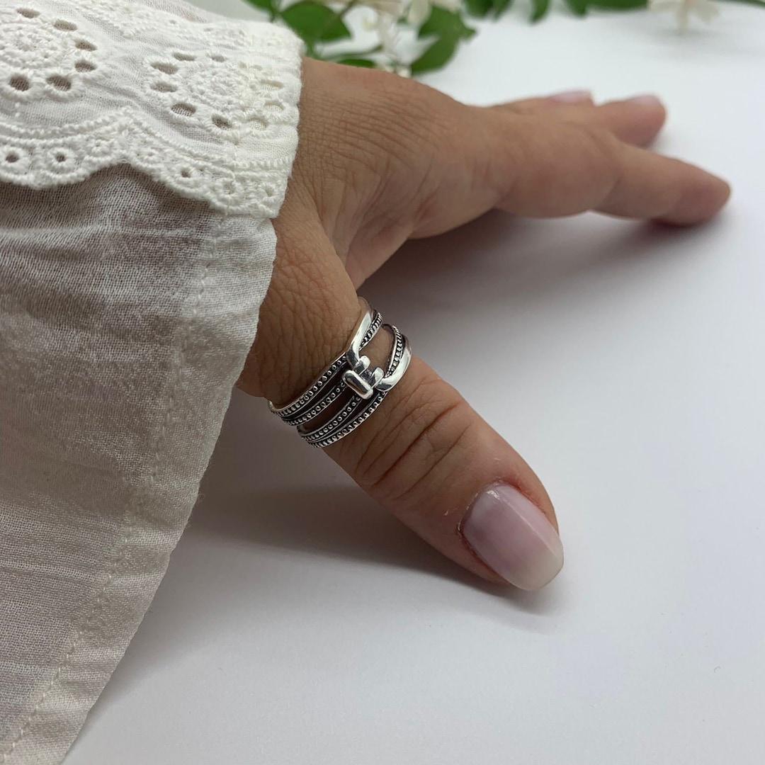 Chunky Ring-knot Chain Weaved Layered Thumb Ring-dainty Dot Ring ...