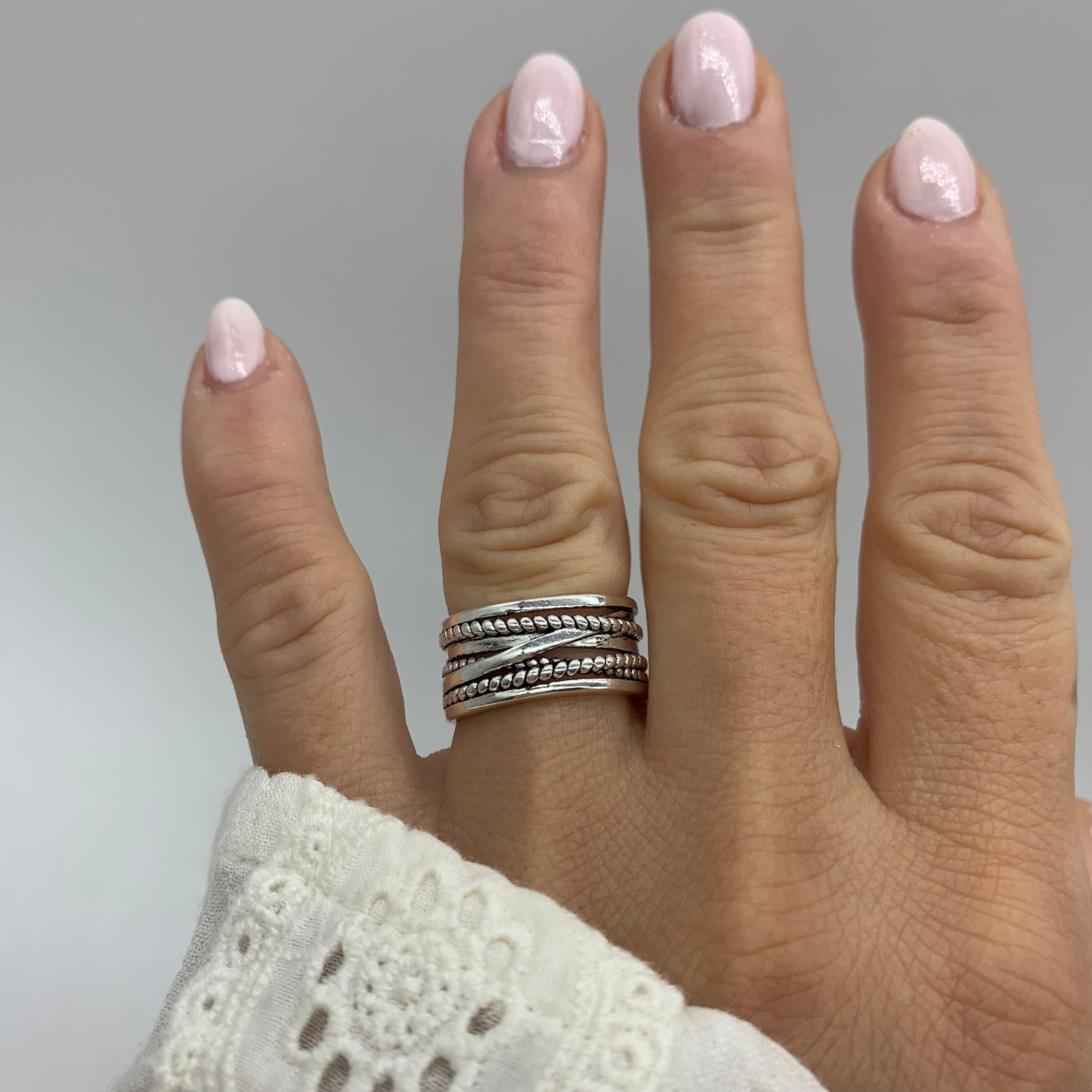 Multilayer Silver Ring-dainty Ring for Women-open Adjustable Boho Ring ...