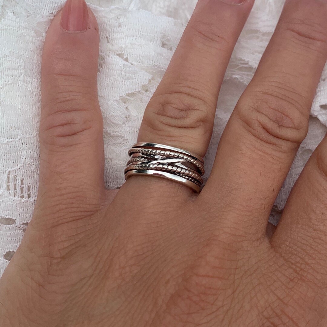 Multilayer Silver Ring-dainty Ring for Women-open Adjustable Boho Ring ...