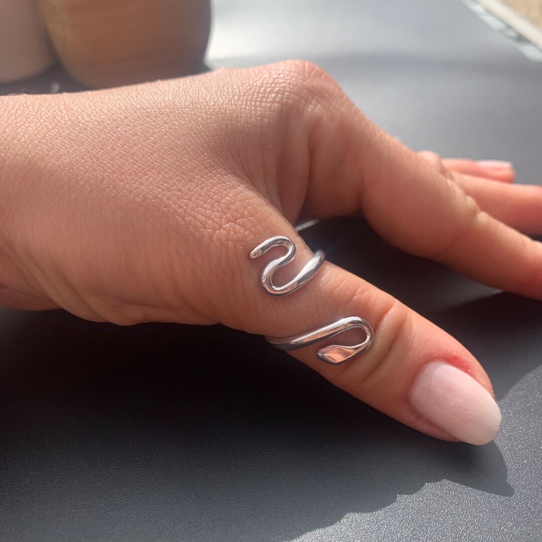 Silver Snake Thumb Ring, Stackable Adjustable Ring, Birthday Gift for ...
