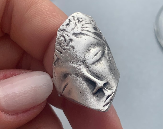 Stunning Human Face Silver Ring-sterling Silver Head Ring- Polygon Face ...