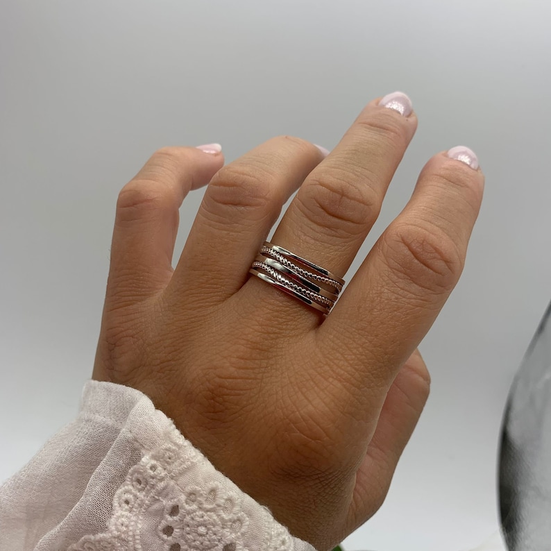 Multi Layer Thumb Ring-chunky Silver Ring-dainty Silver Ring - Etsy