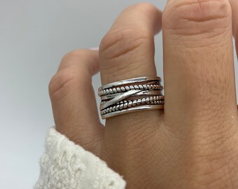 Chunky Silver Ring - Etsy UK