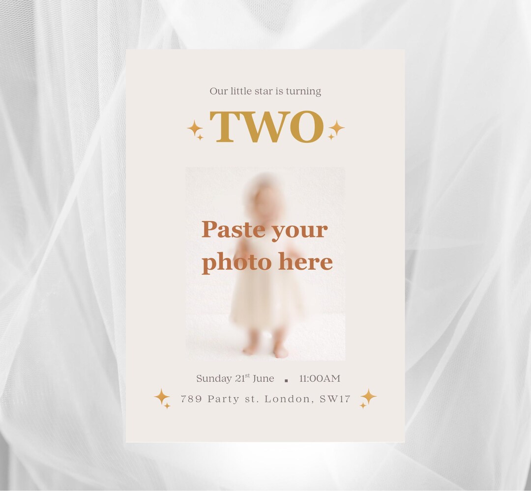 Editable Second Birthday Invitation, Photo Invite (digital Download) - Etsy