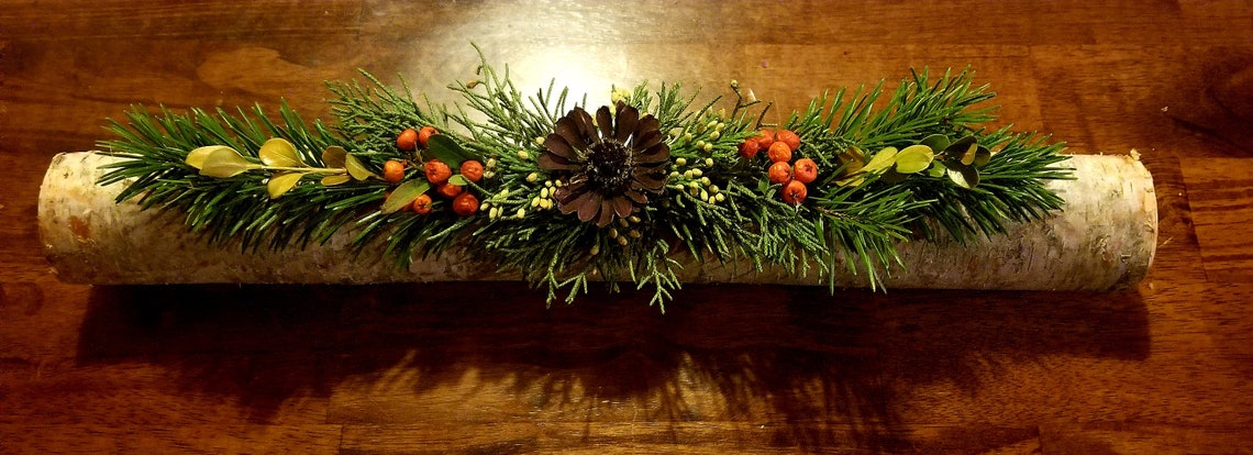 Birch Log Table Centerpiece, Log Arrangement, Rustic Decor, Wedding or ...