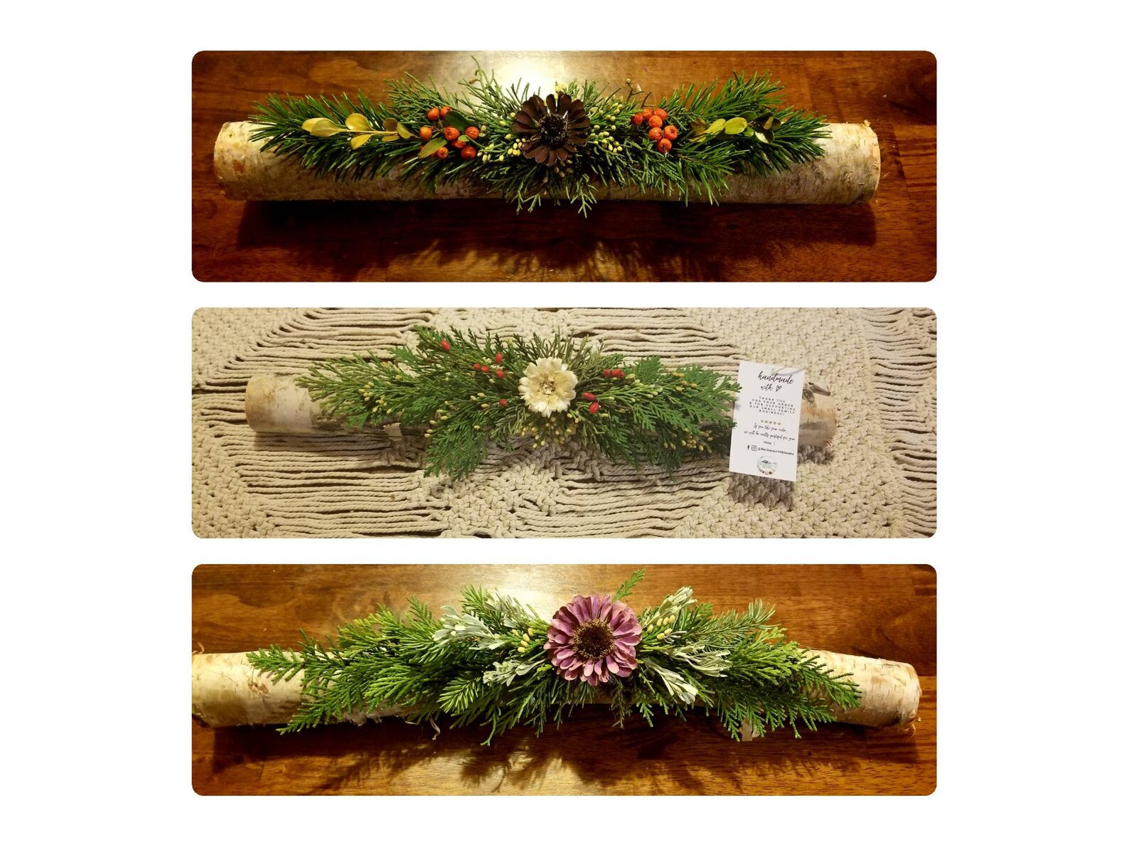 Birch Log Table Centerpiece, Log Arrangement, Rustic Decor, Wedding or ...