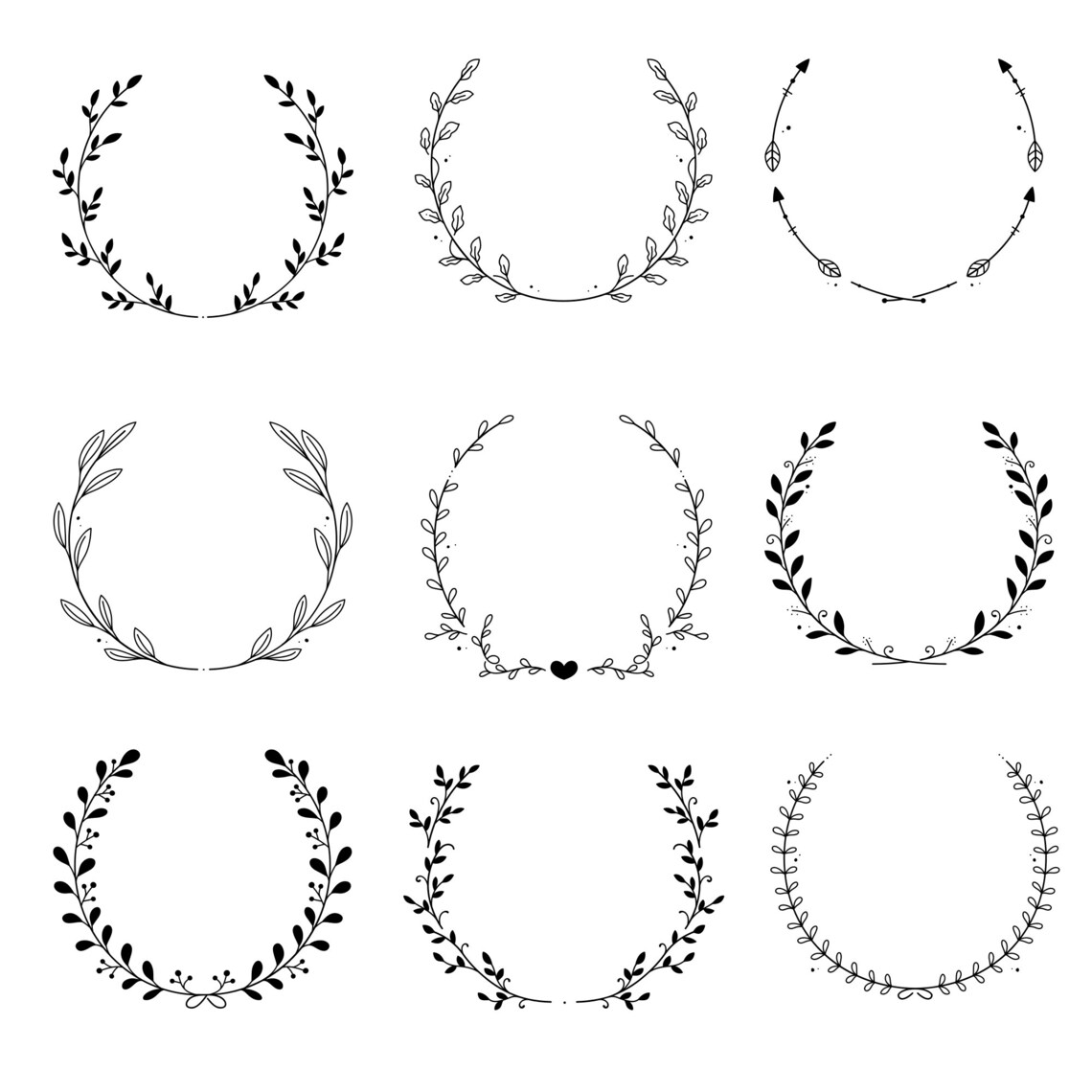 Round Leaf Frame SVG, Circular Foliage Border, Botanical Clipart, Round ...