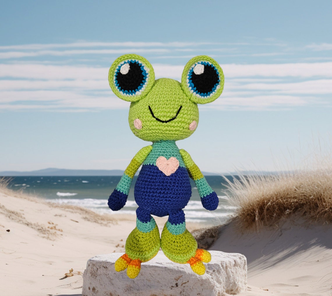 Ribbib the Frog, Crochet Frog Pattern, Colorful Frog Crochet Pattern ...