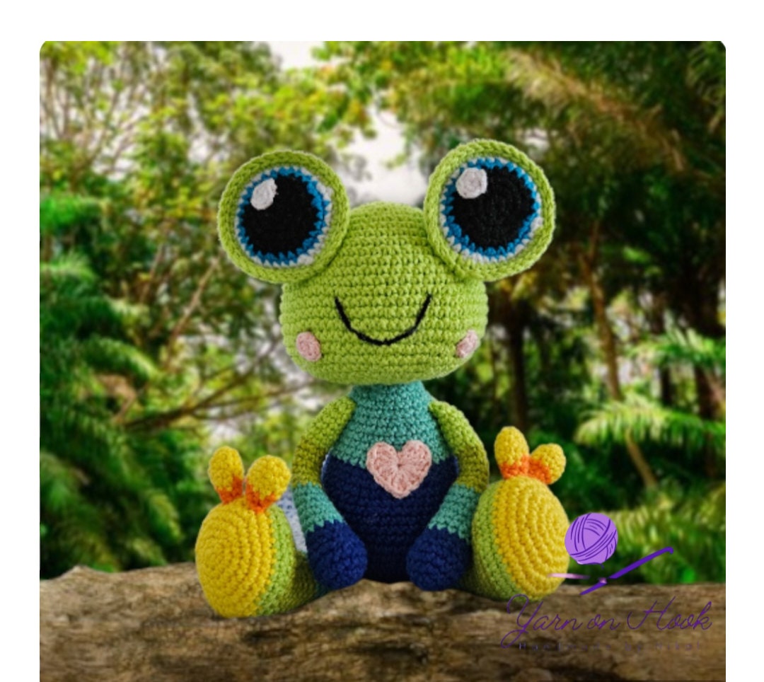 Ribbib the Frog, Crochet Frog Pattern, Colorful Frog Crochet Pattern ...