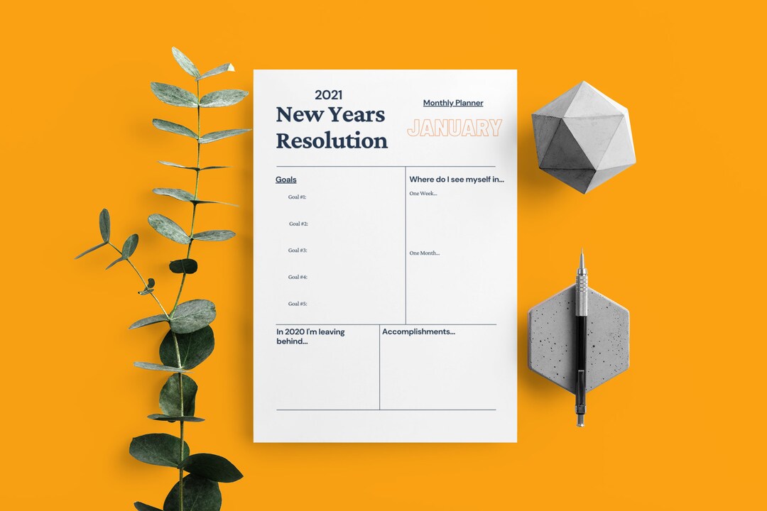 2021 New Years Resolution Planner - Monthly Planner - Digital Printable ...