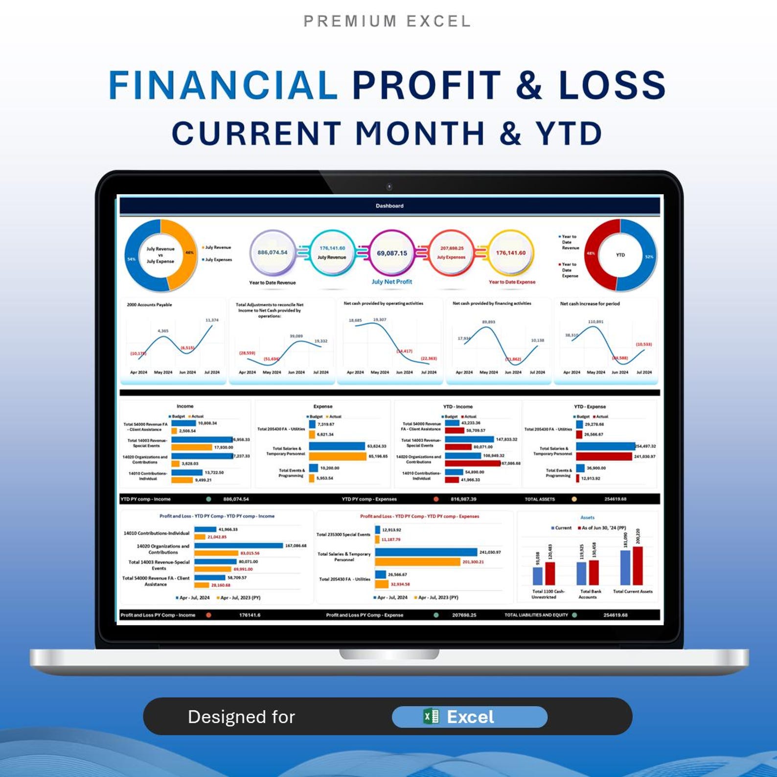 Financial Infographics Excel Template: Automated Financial Statement ...