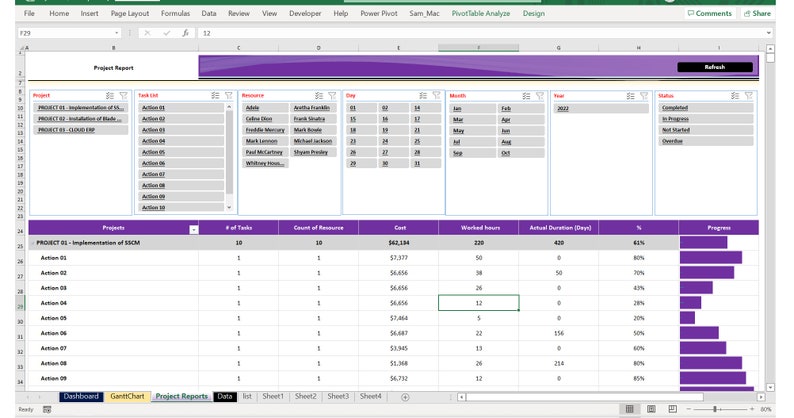 Project Management Dashboard Gantt Chart Project - Etsy