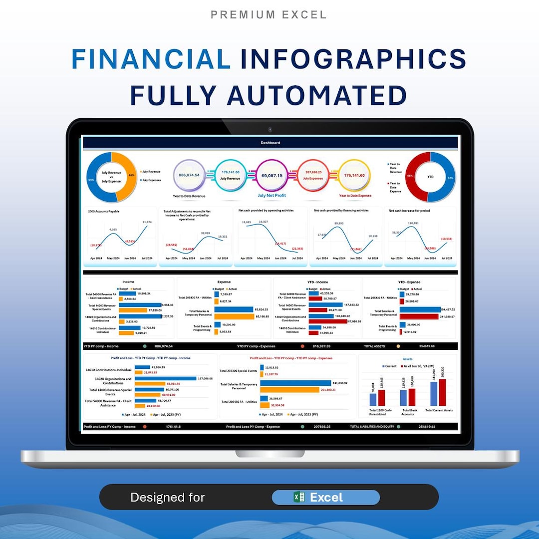 Financial Infographics Excel Template: Automated Financial Statement ...