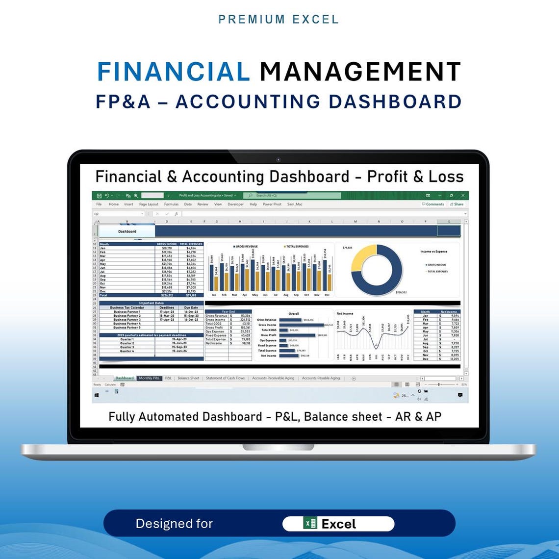 Financial Tracker: KPI Excel Dashboard (automated) - Etsy