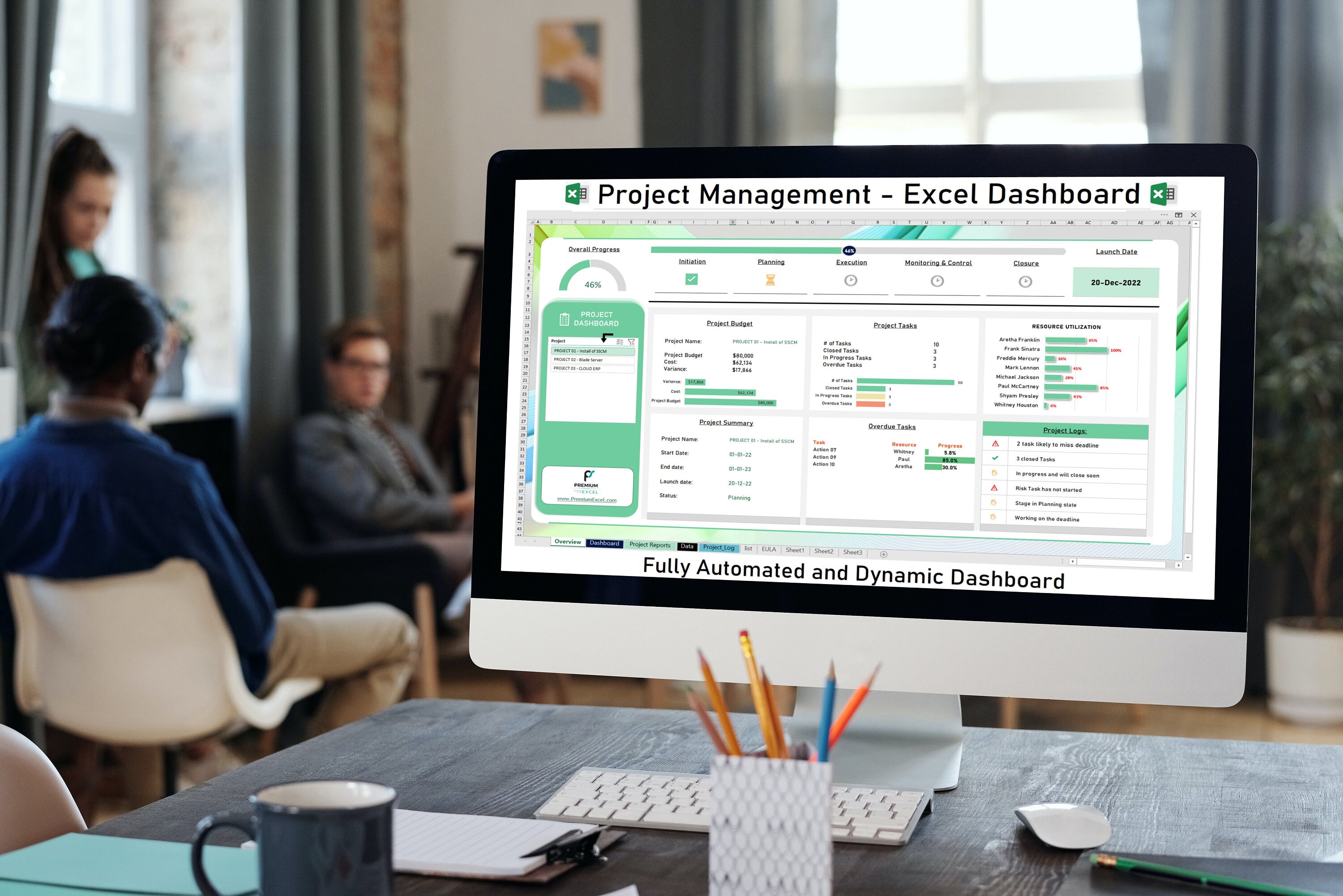 Project Management Dashboard Project Status Project Reporting Multiple ...