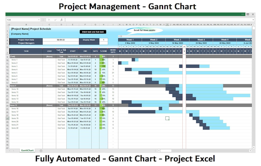 Project Management Gannt Chart Track Project Timeline Project ...