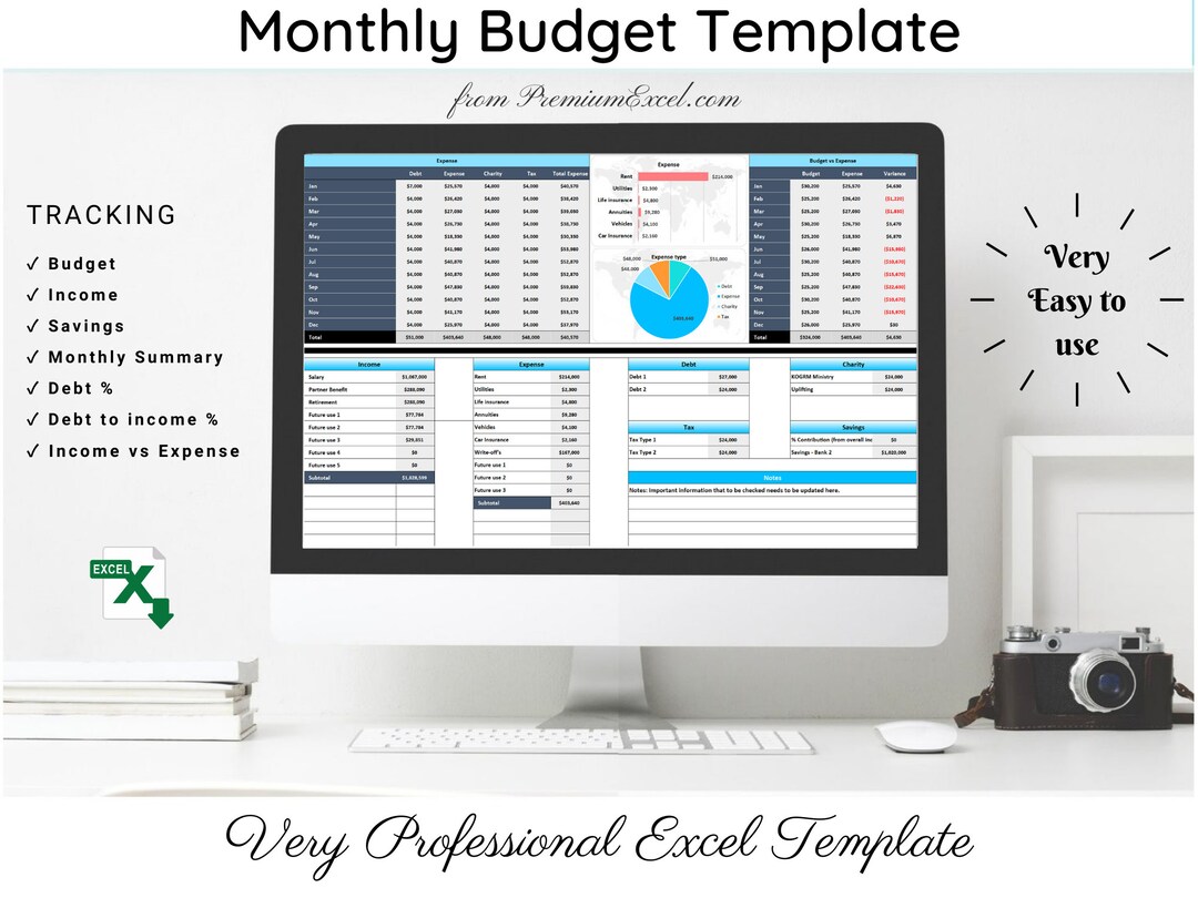 Budget Template Budget Tracker Income and Expense Tracker Monthly ...