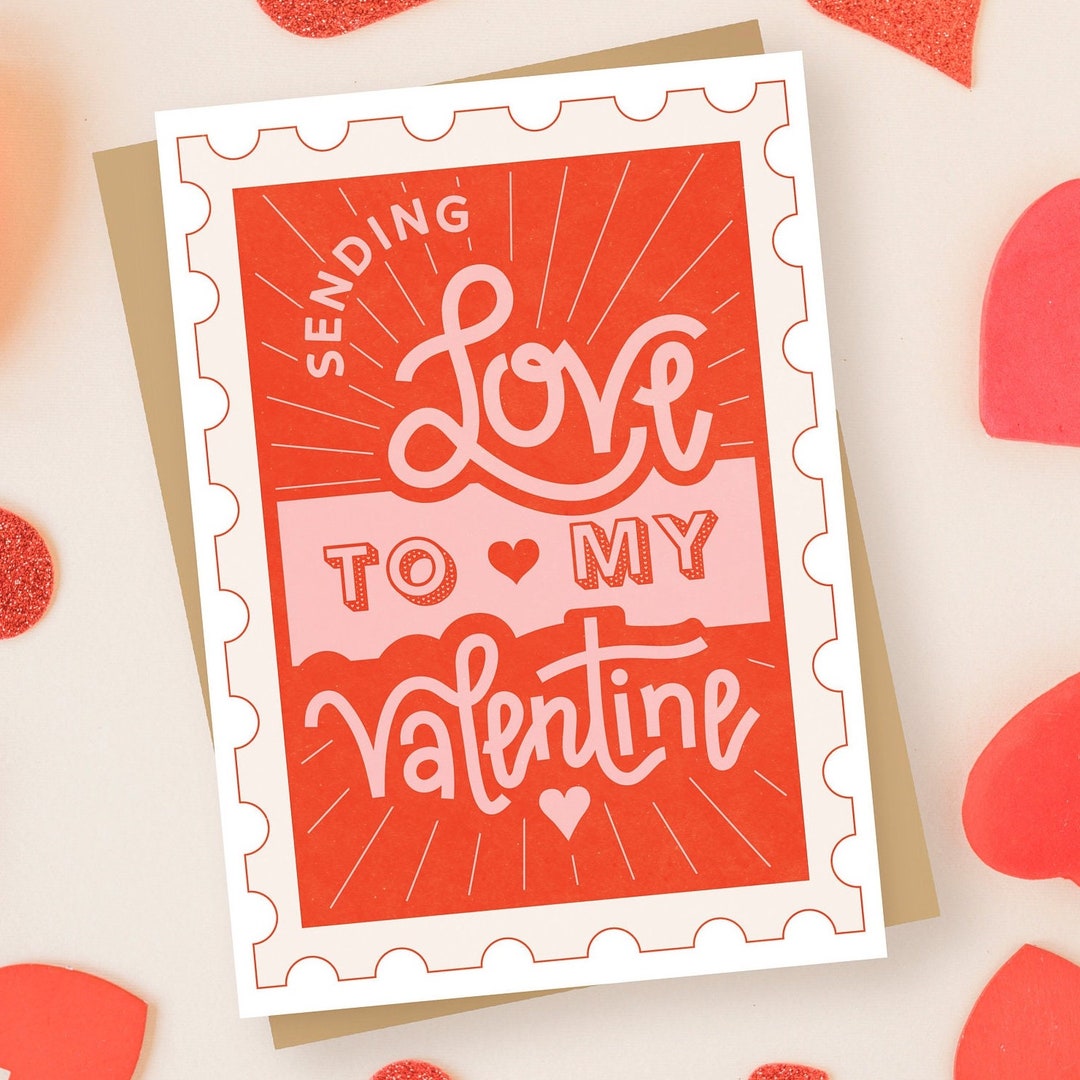 Printable Valentines Day Card | Retro Postage Stamp Design | Instant ...